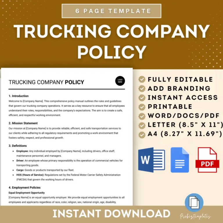 Trucking Company Policies And Procedures Manual: A Complete Guide for ...